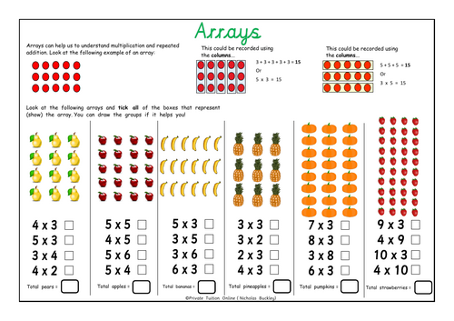 Arrays (Year 1/2 / Ages 5-7) Worksheet Activity | Teaching Resources