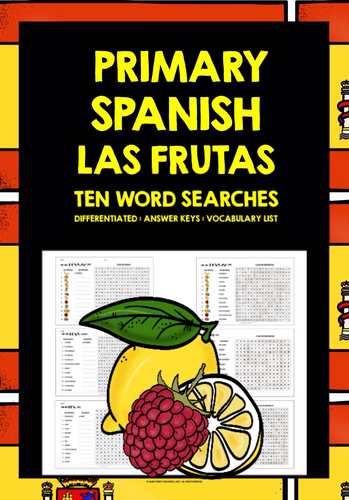 SPANISH FRUITS WORD SEARCHES | Teaching Resources