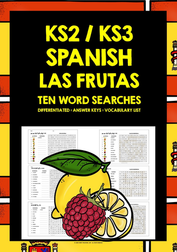 SPANISH FRUITS WORD SEARCHES | Teaching Resources