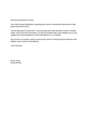 Inclusion Intervention Communication Tracker with Accompanying Letters ...