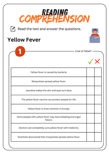 Reading Comprehension - Yellow Fever + Solutions | Teaching Resources