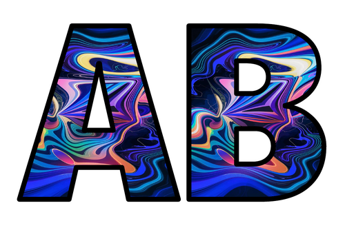 Art Beautiful Colours Neon Lettering Set Display Title Letters Numbers ...