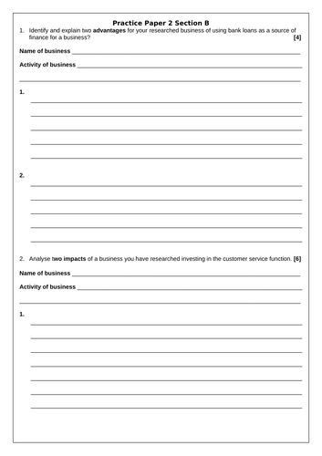 Cambridge National OCR Business Level 3 Unit 1 Section B Pre-Release ...