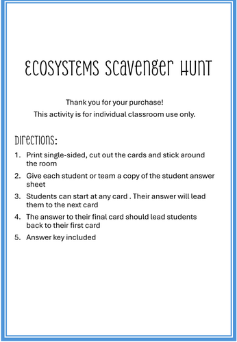 Ecosystems Scavenger Hunt | Teaching Resources