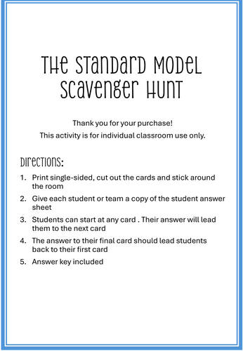 The Standard Model Scavenger Hunt | Teaching Resources