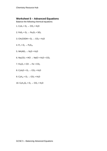 GCSE Chemistry Balancing Equations Differentiated | Teaching Resources