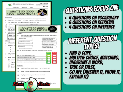 What's So Good About Good Friday? | Reading Comprehension | Year 3 and ...