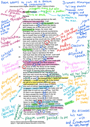 Full Set of Poetry Anthology Annotations - Edexcel iGCSE English Lit ...