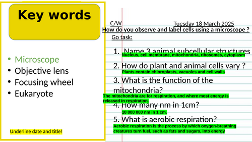 Full cells and reproduction topic- Cells, Specialised cells, Organs ...