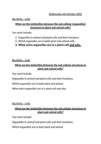 Full cells and reproduction topic- Cells, Specialised cells, Organs ...