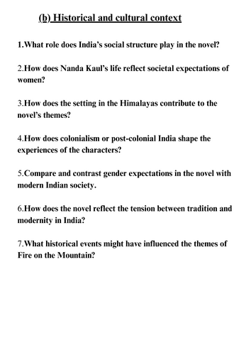 IGCSE GRADE 10 ENGLISH WORKSHEETS - FIRE ON THE MOUNTAIN- BY ANITA ...