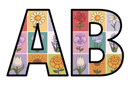 Flowers Growing Nature Garden Plants Lettering Set Display Title ...