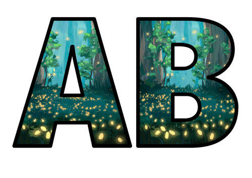 Fireflies Nature Insects Lettering Set Display Title Letters Numbers ...