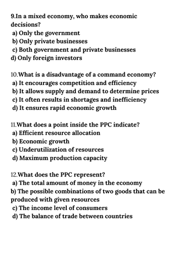 IGCSE GRADE 10 ECONOMICS - THE BASIC ECONOMIC PROBLEM | Teaching Resources