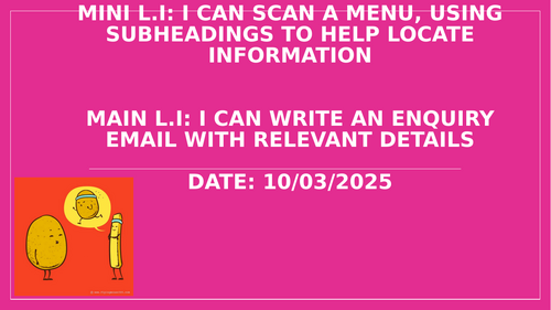 Functional Skills English EL3/L1 Writing an enquiry email | Teaching ...