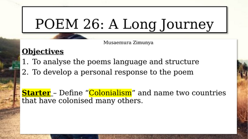 A Long Journey Musaemura Zimunya Full Lesson PowerPoint | Teaching ...