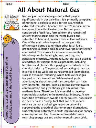 Exploring Natural Gas: An Educational Passage with Engaging Questions ...