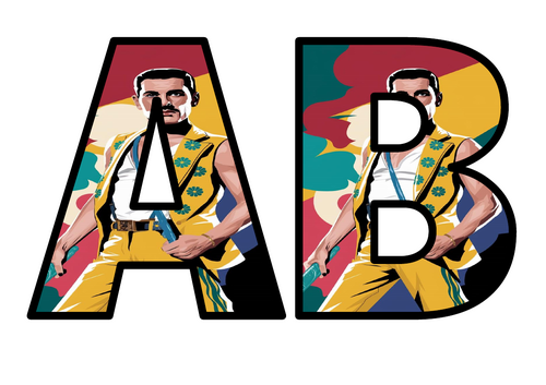 Freddie Mercury Queen Singer Music Pop Art Lettering Set Display Title ...
