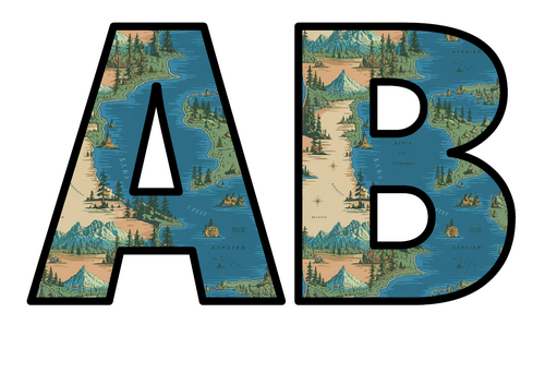 Geography Treasure Map Lettering Set Display Title Letters Numbers ...