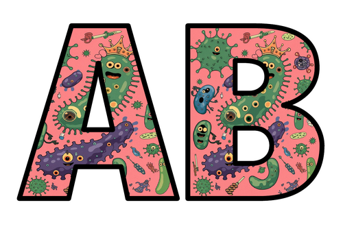 Germs Bacteria Microscope Atoms Lettering Set Display Title Letters ...
