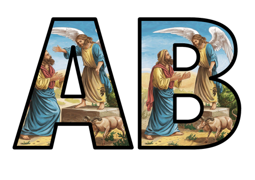 Bible Story Abraham Isaac Stone Alter Lettering Set Display Title ...