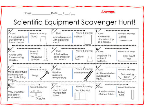 Scientific Equipment Scavenger hunt! | Teaching Resources