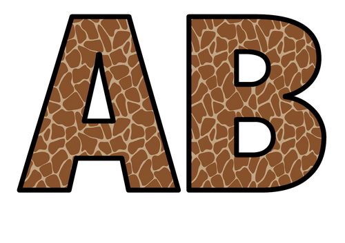 Giraffe Skin Print Animal Lettering Set Display Title Letters Numbers ...