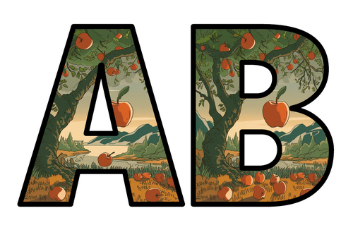 Gravity APple Fall Isaac Newton Lettering Set Display Title Letters ...