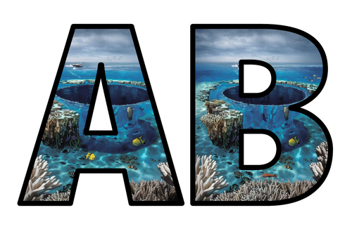 Great Blue Hole (Belize) Lettering Set Display Title Letters Numbers ...
