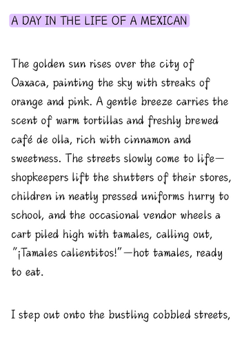 A Day in Mexico: Sights, Sounds, and Flavors ~ Descriptive Wiring ...