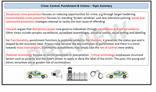 Sociology - Crime & Deviance Topic: Control, Punishment & Victims ...