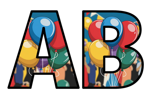 Happy Birthday Balloons Lettering Set Display Title Letters Numbers ...