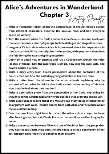 Alice's Adventures in Wonderland Chapter 3 Post-Reading Creative ...