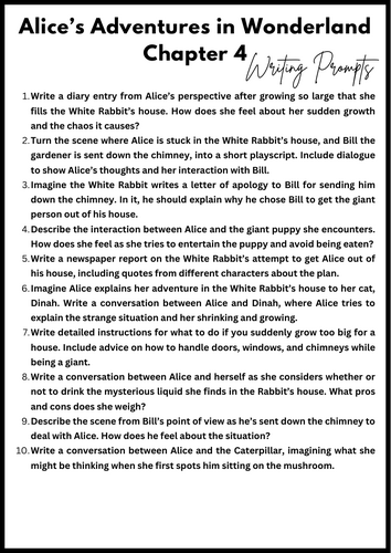 Alice's Adventures in Wonderland Chapter 4 Post-Reading Creative ...