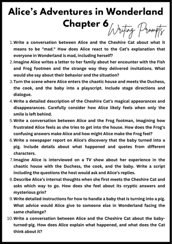 Alice's Adventures in Wonderland Chapter 6 Post-Reading Creative ...