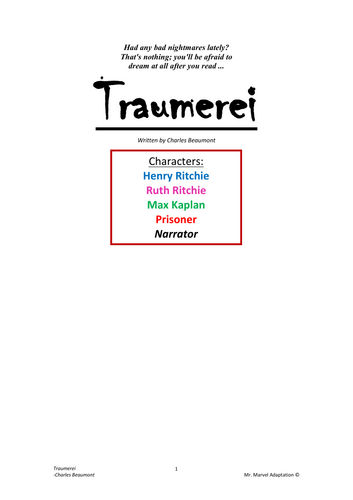 Traumerei - Science-Fiction Reader's Theatre -Beaumont | Teaching Resources