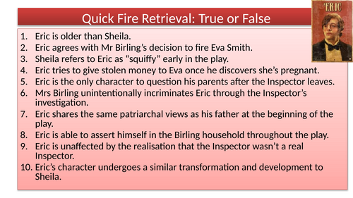 An Inspector Calls: Eric Birling | Teaching Resources