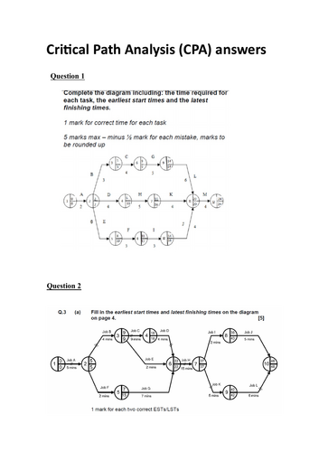 Critical Path Analysis Mini Workbook A-Level Business | Teaching Resources