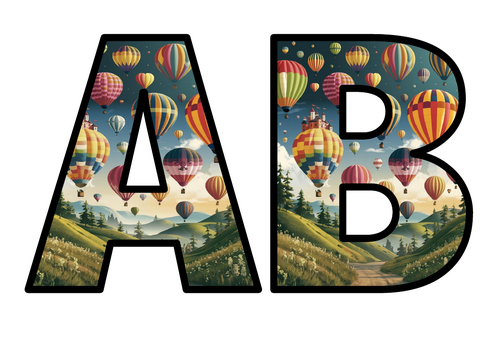 Hot Air Balloons Sky Travel Flying Soaring Up Lettering Set Display ...