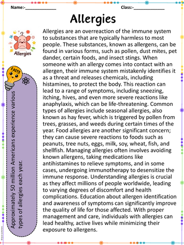Understanding Allergies: A Comprehensive Reading Passage with ...