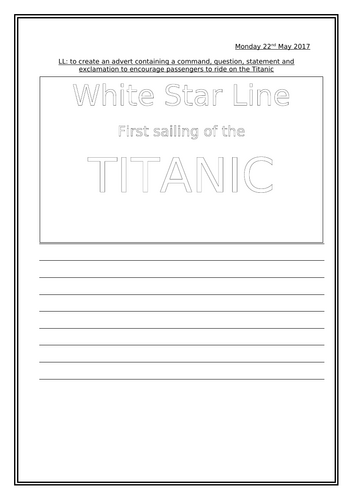 Year 2 - Titanic unit - week 2 (with resources) | Teaching Resources