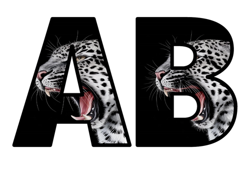 Jaguar Growling ANimal Lettering Set Display Title Letters Numbers ...