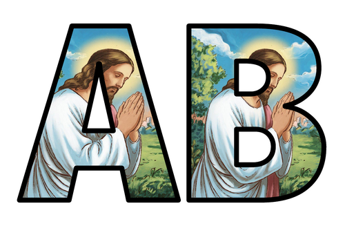 Jesus Angel Halo Praying RE Lettering Set Display Title Letters Numbers ...
