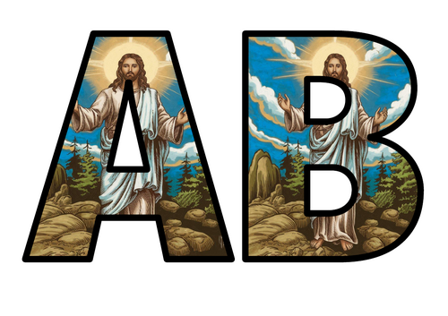 Jesus Christ Lord Savious Light RE Religion Lettering Set Display Title ...