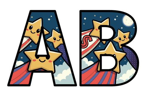 Kindy Kindergarten Superstars Stars Lettering Set Display Title Letters ...