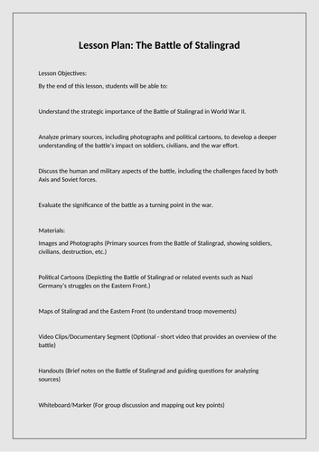 Stalingrad: The Pivotal Battle of WWII – Complete Teaching Resources ...