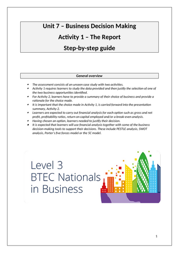 Unit 7: Business decision making - Activity 1 - Writing frame ...