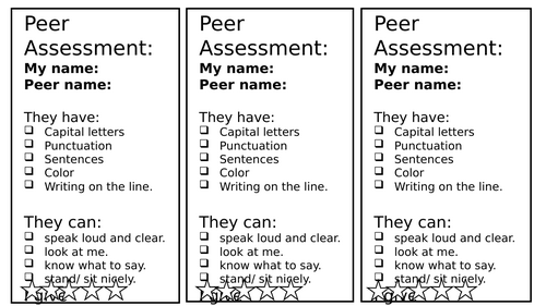 Peer and self assessment tickets. | Teaching Resources