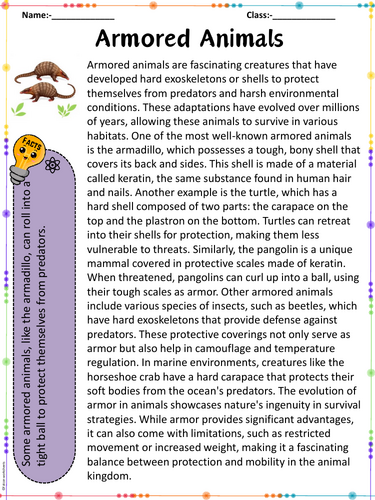 Discover Armored Animals: Engaging Reading Passage with Insightful ...