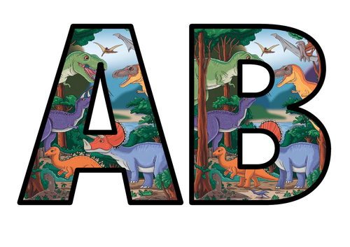 Colorful Dino Dinosaur Design Lettering Set Display Title Letters ...